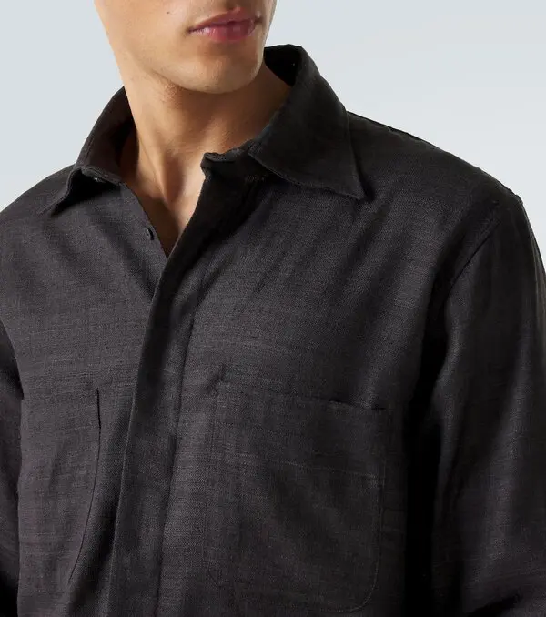 SAMAN AMEL Regis Silk Shirt Jacket - Black