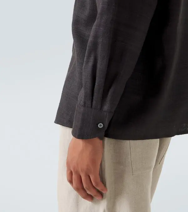 SAMAN AMEL Regis Silk Shirt Jacket - Black