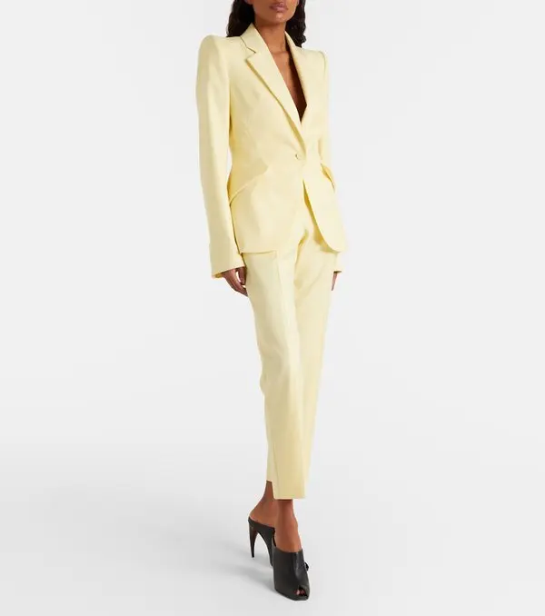 Alexander McQueen Cropped Straight Wool Pants