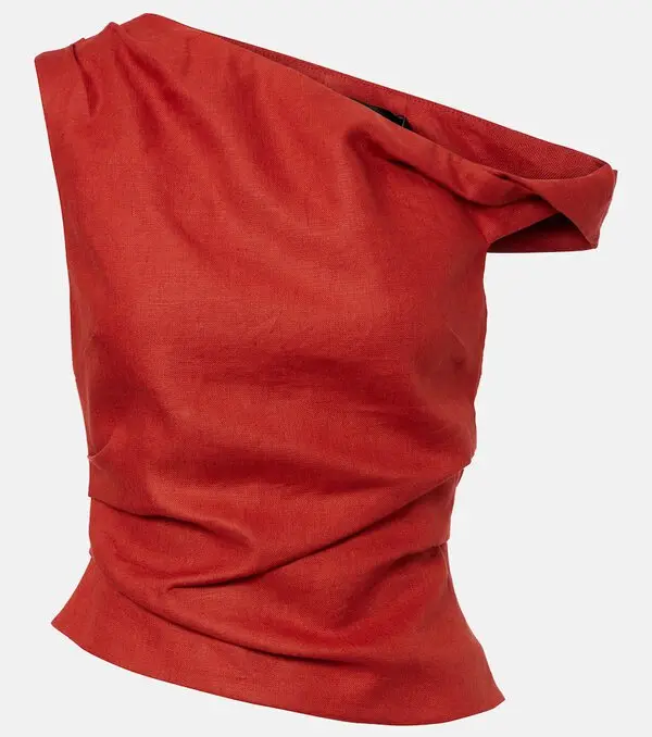 SIR. Asymmetric Linen Top - Red