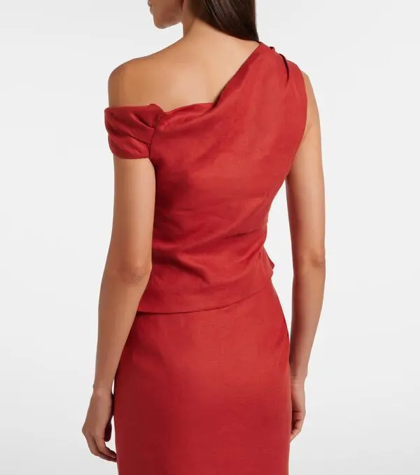 SIR. Asymmetric Linen Top - Red