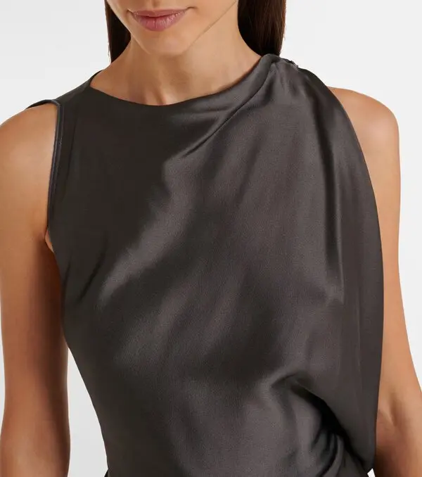 Victoria Beckham Kyra Draped Crêpe Satin Midi Dress - Grey