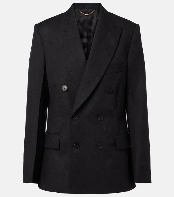 Victoria Beckham Double-breasted Virgin Wool Blazer - Grey