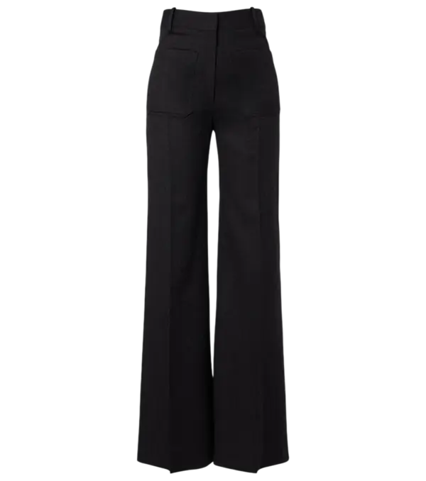 Victoria Beckham Alina Virgin Wool Flared Trousers - Grey