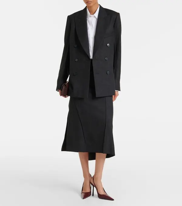 Victoria Beckham Draped Virgin Wool Midi Skirt