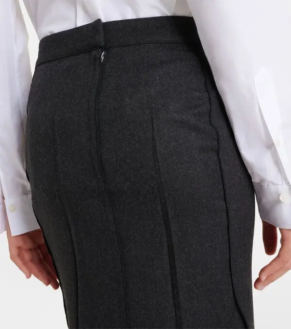 Victoria Beckham Draped Virgin Wool Midi Skirt