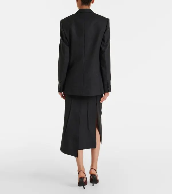 Victoria Beckham Draped Virgin Wool Midi Skirt