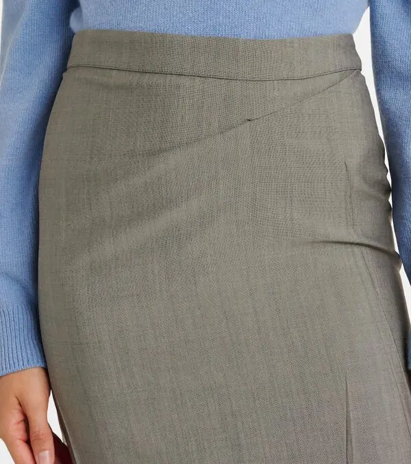 Victoria Beckham Draped Wool And Mohair Midi Skirt - Grey