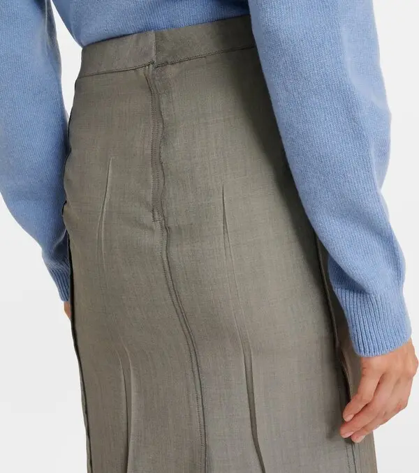 Victoria Beckham Draped Wool And Mohair Midi Skirt - Grey