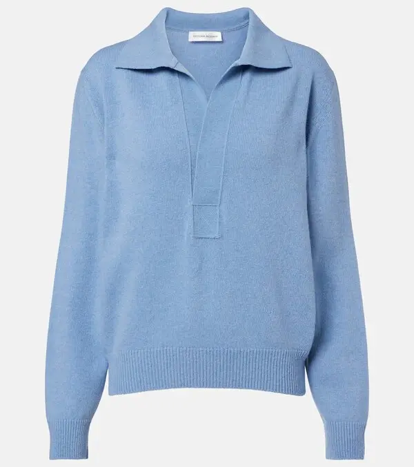 Victoria Beckham Genevieve Wool And Cashmere Polo Sweater - Blue