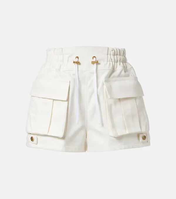 Balmain Cargo Shorts In Blanc Casse - White