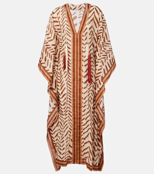 Johanna Ortiz Printed Cotton Kaftan - White