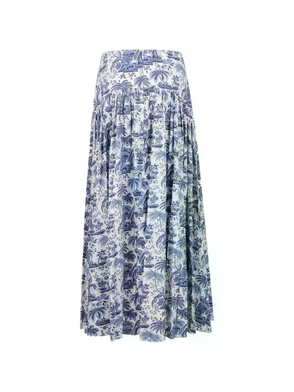Staud Procida Toile-print Gathered Skirt