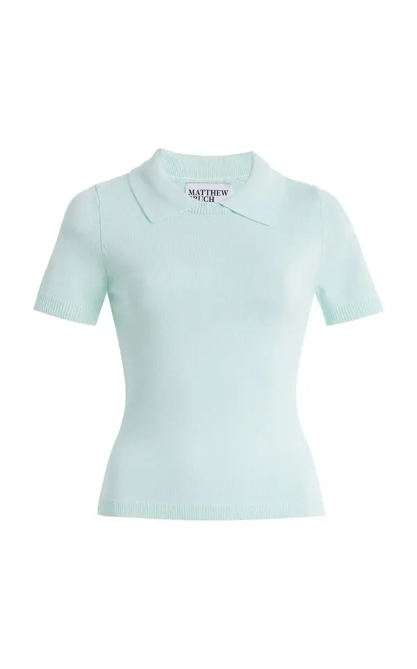 Matthew Bruch Collared Knit T-shirt - Light Blue