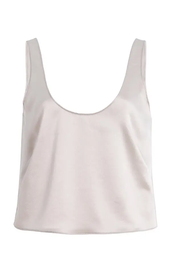 LESET Scoop Neck Satin Tank Top With Wide Straps - Grey