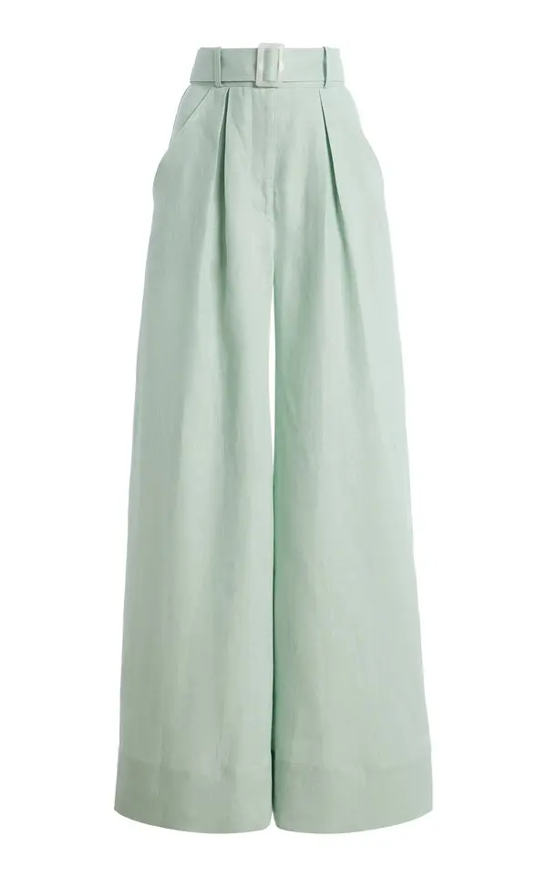 Matthew Bruch Pleated Wide-leg Linen Pants