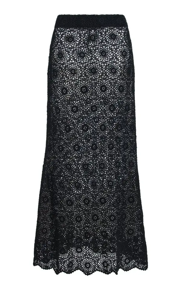 NILI LOTAN Nika Crochet Cotton Maxi Skirt - Black