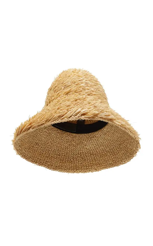 Janessa Leoné Gabi Textured Raffia Bucket Hat - Brown
