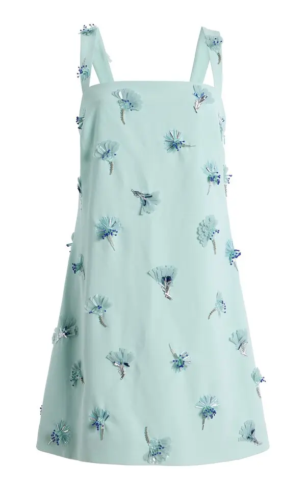 Simkhai Ella Embellished Crepe Mini Dress - Blue