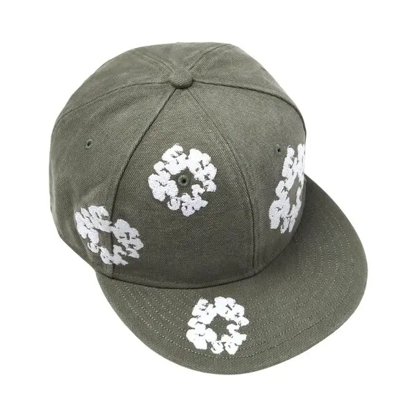 DENIM TEARS Cotton Wreath Canvas Fitted Cap - Green