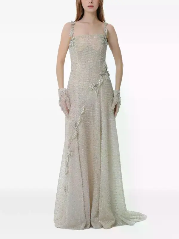 DINA MELWANI Embellished Maxi Gown