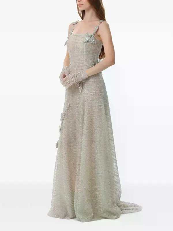 DINA MELWANI Embellished Maxi Gown
