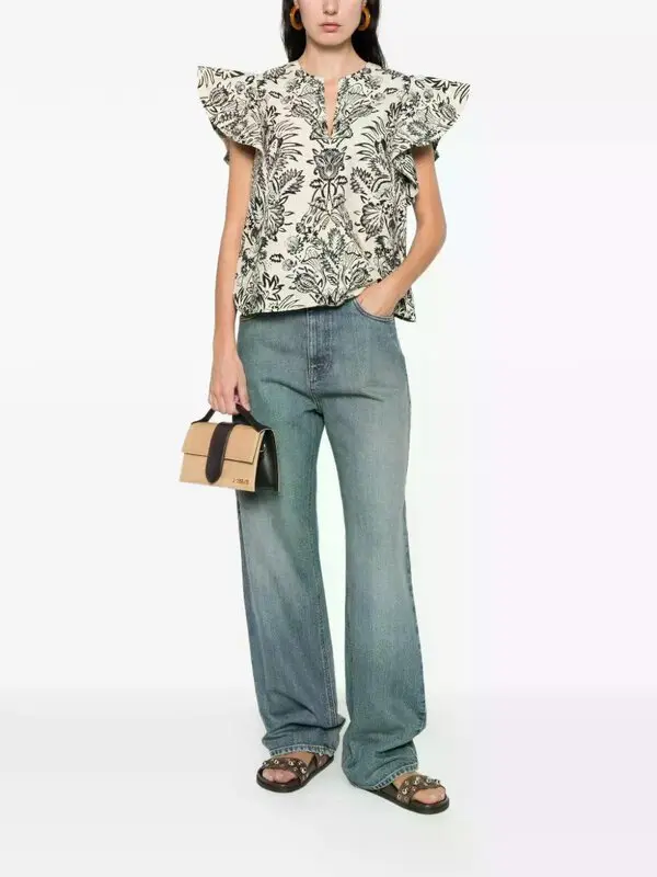 Ulla Johnson Severine" Floral Print Ruffled Top