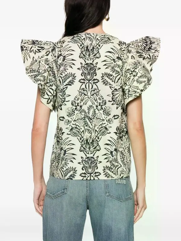 Ulla Johnson Severine" Floral Print Ruffled Top