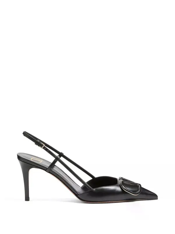 Valentino Garavani Vlogo Signature Leather Slingback Pumps - Black