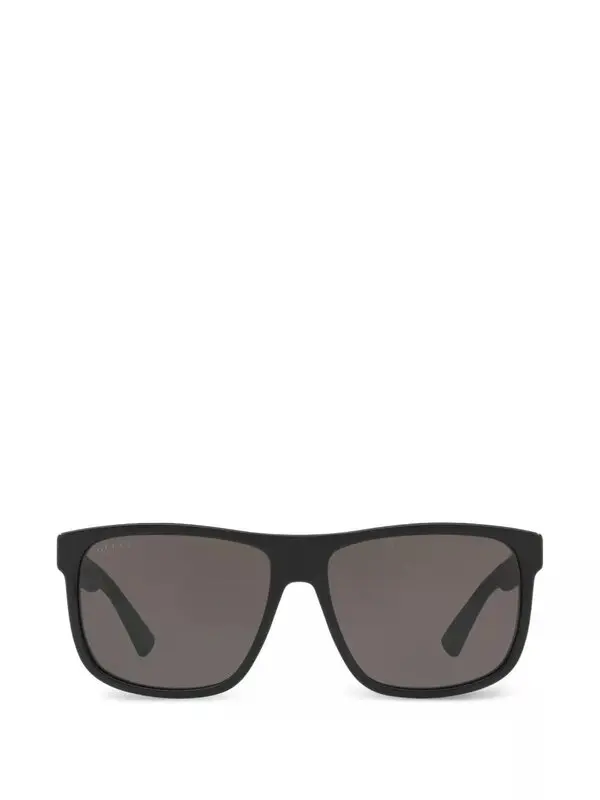 Gucci Rectangle Frame Sunglasses With Web Stripe Detail - Black