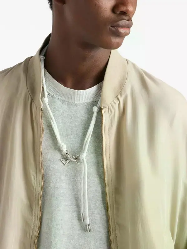 Prada Cord Necklace With Enamel Triangle Logo