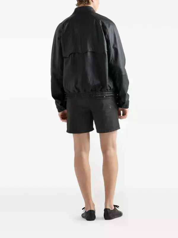 Prada Nappa Leather Stand Collar Jacket