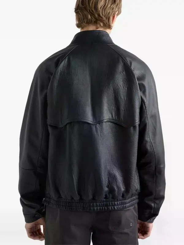Prada Nappa Leather Stand Collar Jacket