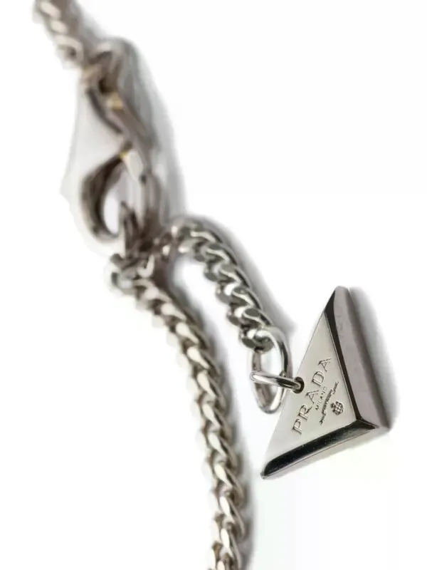 Prada Enameled Metal Lettering Logo Necklace