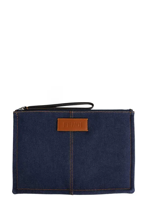Fendi Ff Medium Flat Pouch - Blue