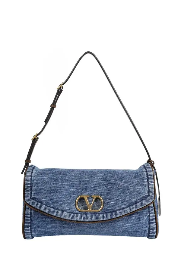 Valentino Garavani Denim Shoulder Bag With Vlogo Closure