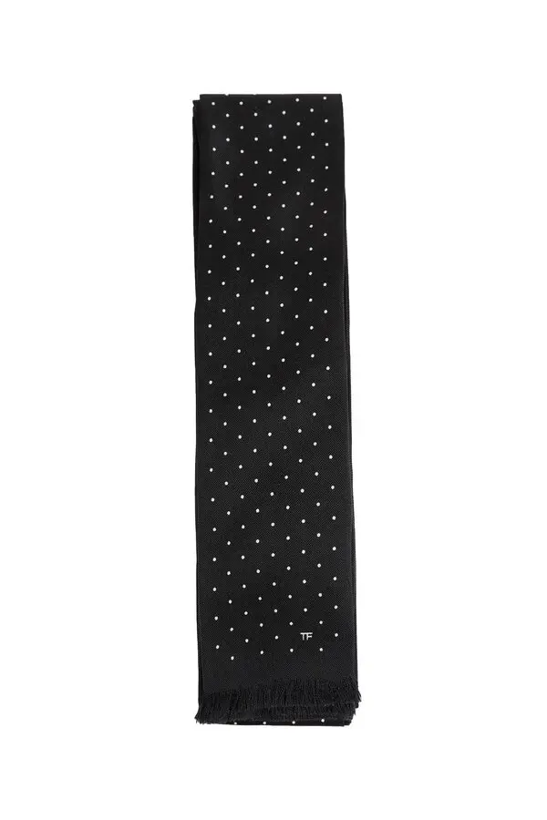 TOM FORD Micro Polkadot Silk Scarf - Black