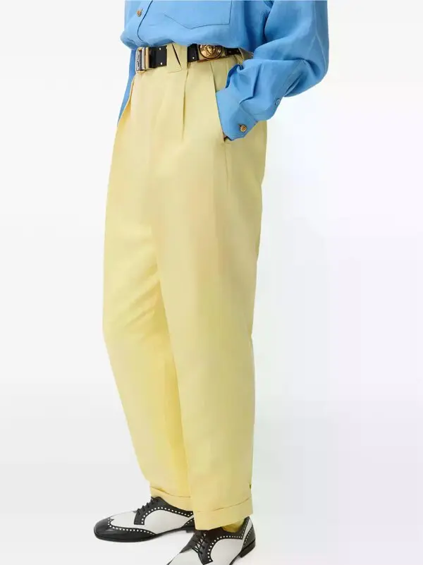 Versace Wool-linen Formal Trousers With Medusa Hardware