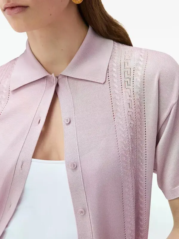 Versace Greca Lace-stitch Viscose Knit Polo