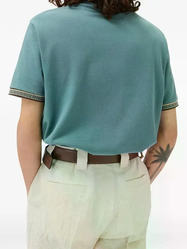 Versace Greca-trim Medusa-embroidered Polo Shirt