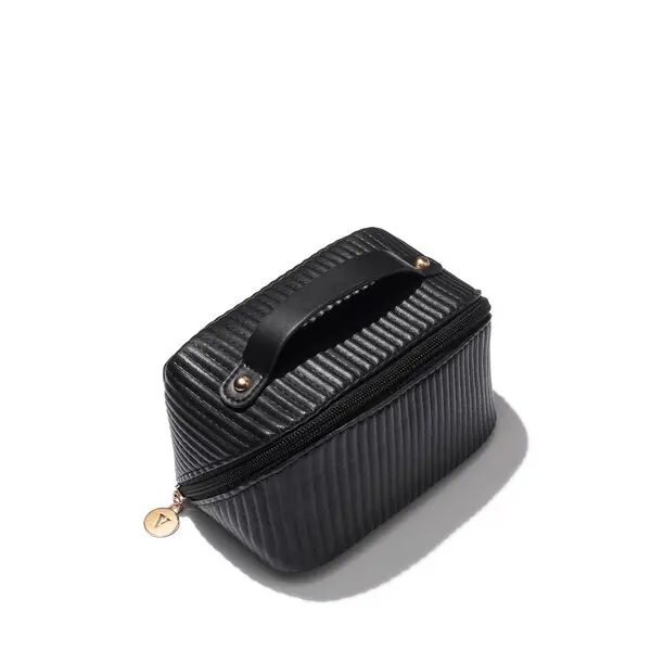 VIEVE Ribbed Mini Makeup Bag With Top Handle