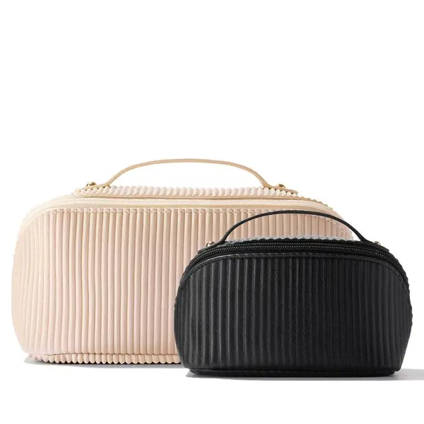 VIEVE Ribbed Mini Makeup Bag With Top Handle