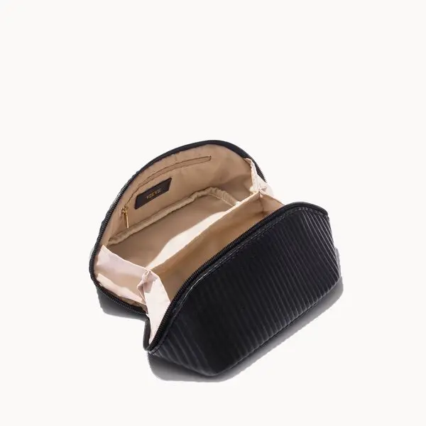 VIEVE Ribbed Mini Makeup Bag With Top Handle