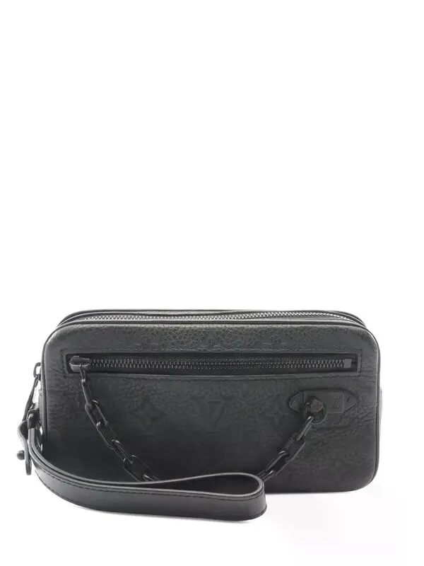 LOUIS VUITTON Monogram Taurillon Pochette Volga Clutch Bag - Grey