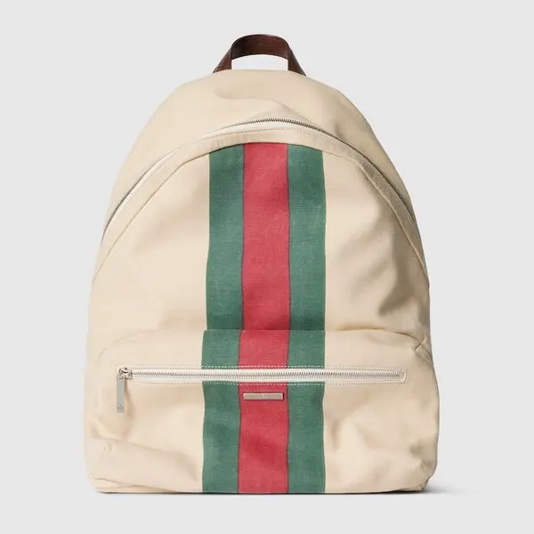 Gucci Positano Large Backpack In Washed Canvas - White