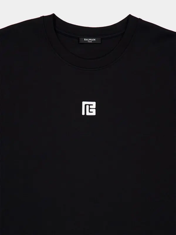 Balmain Embroidered Pb Logo T-shirt - Black