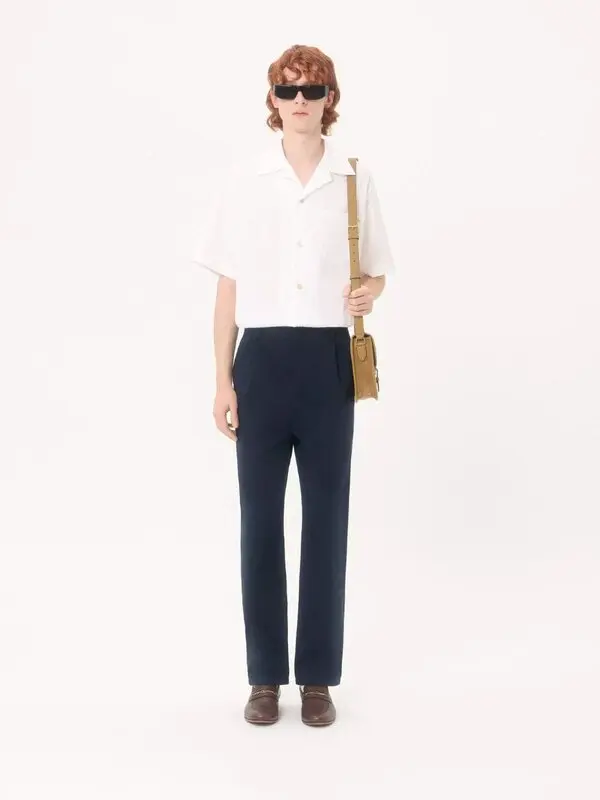 Valentino Garavani Bowling Shirt In Cotton Poplin With Vgold - White