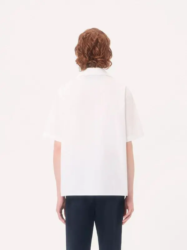 Valentino Garavani Bowling Shirt In Cotton Poplin With Vgold - White
