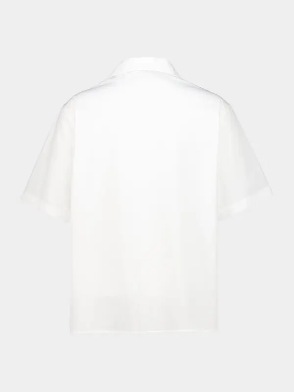 Valentino Garavani Bowling Shirt In Cotton Poplin With Vgold - White