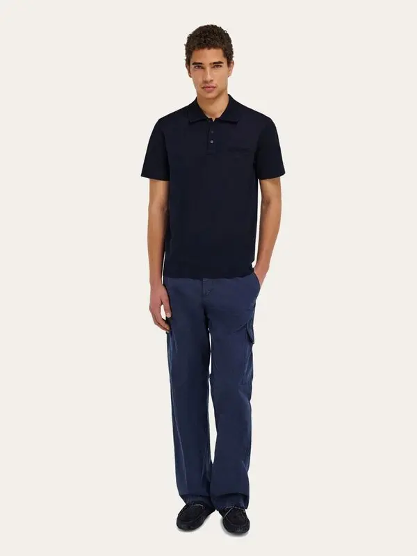 FERRAGAMO Navy Cotton Polo Shirt - Blue